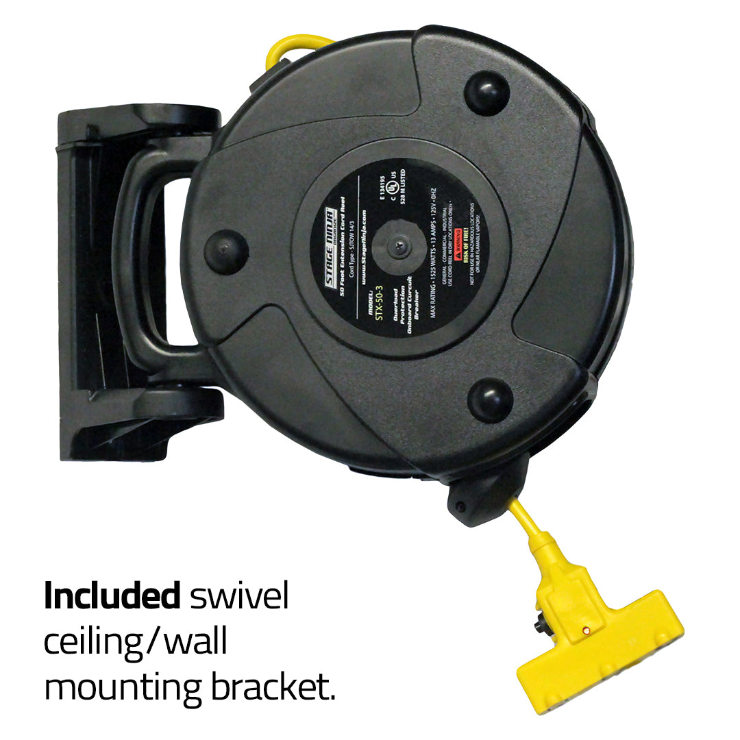 STX-50-3 Stage Ninja 50 Foot Retractable Triple Tap Power Reel ...