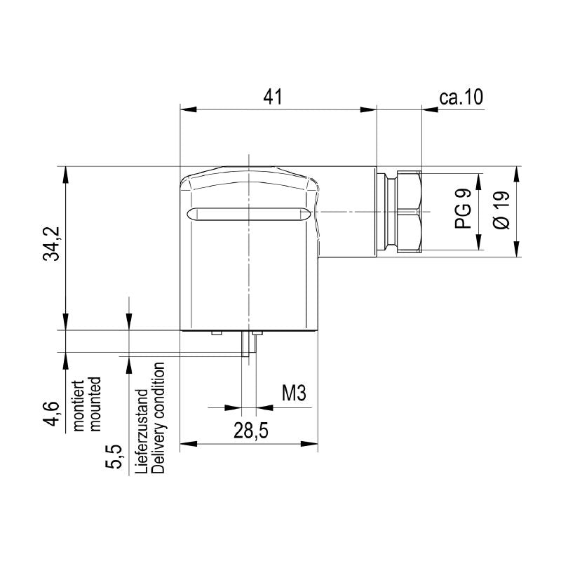 1873180000 - 3-Pole Valve Plug-In Connector with Diode, 24V ...