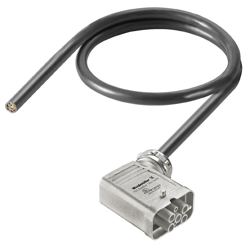 2712400100 - Heavy-Duty 6-Pole Connector Assembly, 1m Shielded, 2.5mm² ...