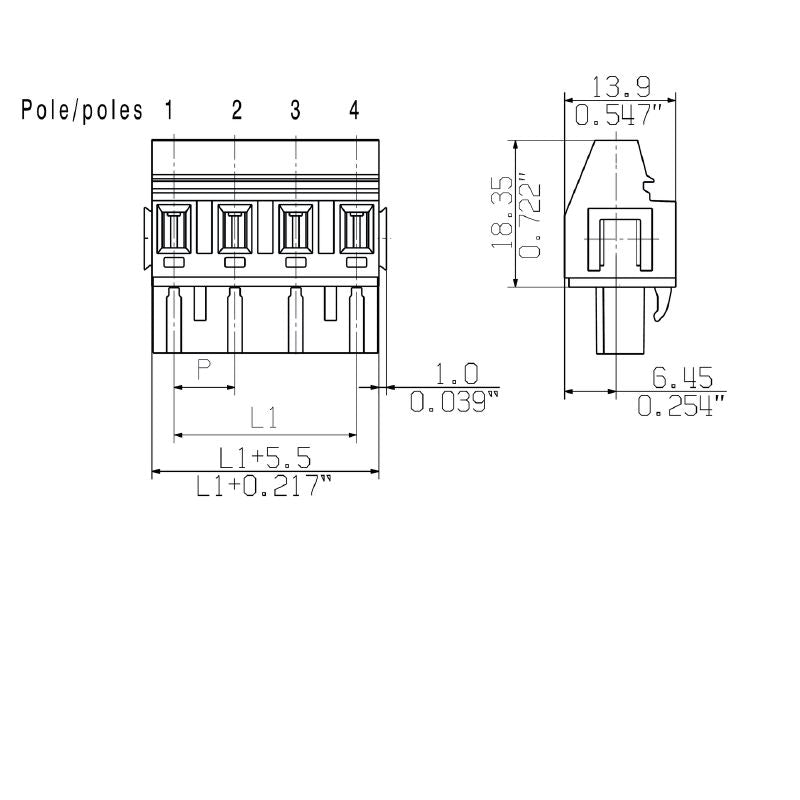 2864700000 - 3-Pole PCB Female Connector, 90-Degree, 800V, 15A (Pack o ...