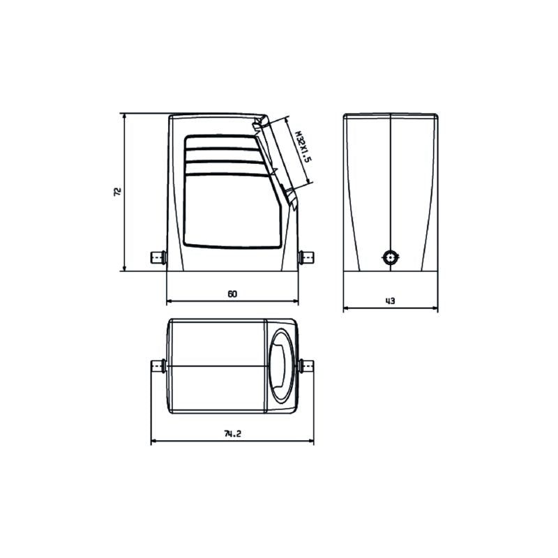 2543970000 - IP65 HDC Enclosure for M32 Cable Entry, Size 3 ...