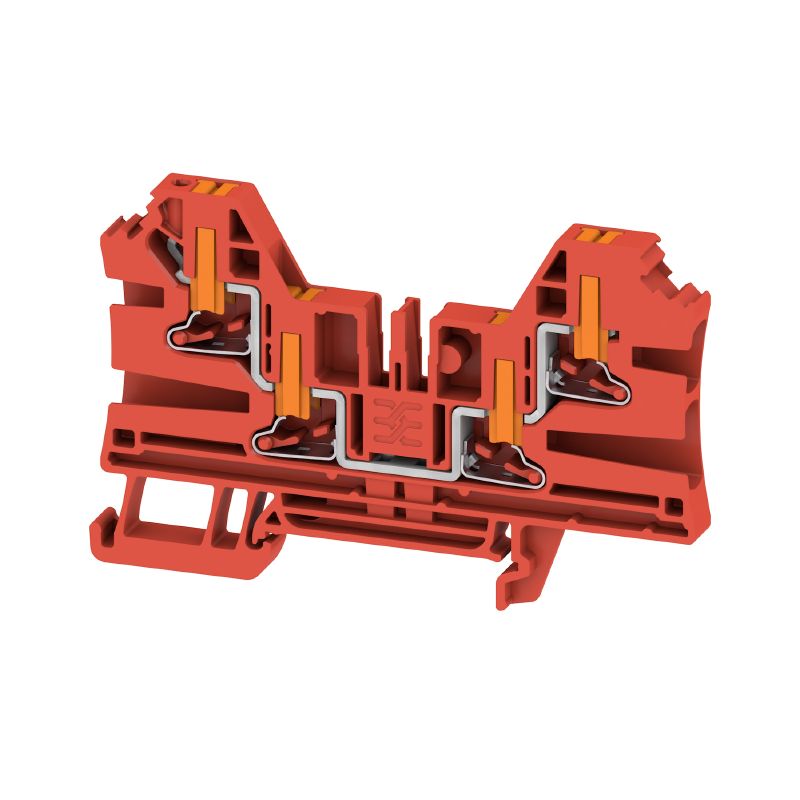 2872130000 - Red 4-Way Terminal Block, PUSH IN, 32A Capacity (Pack of ...
