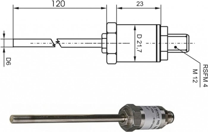 PTS380K/0 Temperature Sensor with Stainless Steel Connection Head and ...