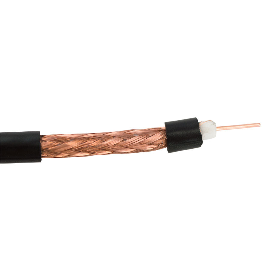 RG59/U-CCA-BK-RIB RG59/U COAX CCTV 20 AWG BC, 95% CCA BRAID- 1000 FT R ...
