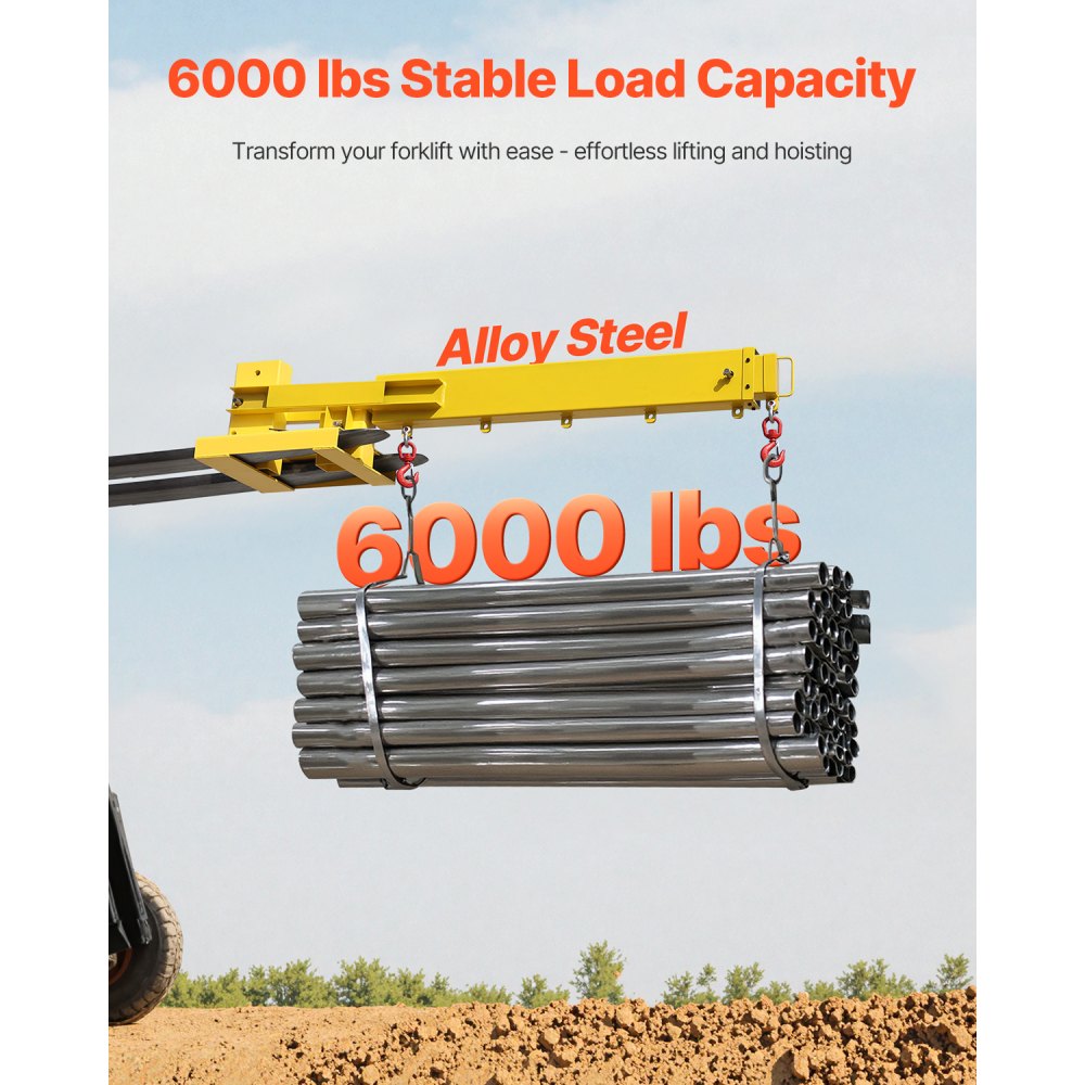6000LBS Forklift Crane - Adjustable Dual Hook & 360° Rotate Boom ...