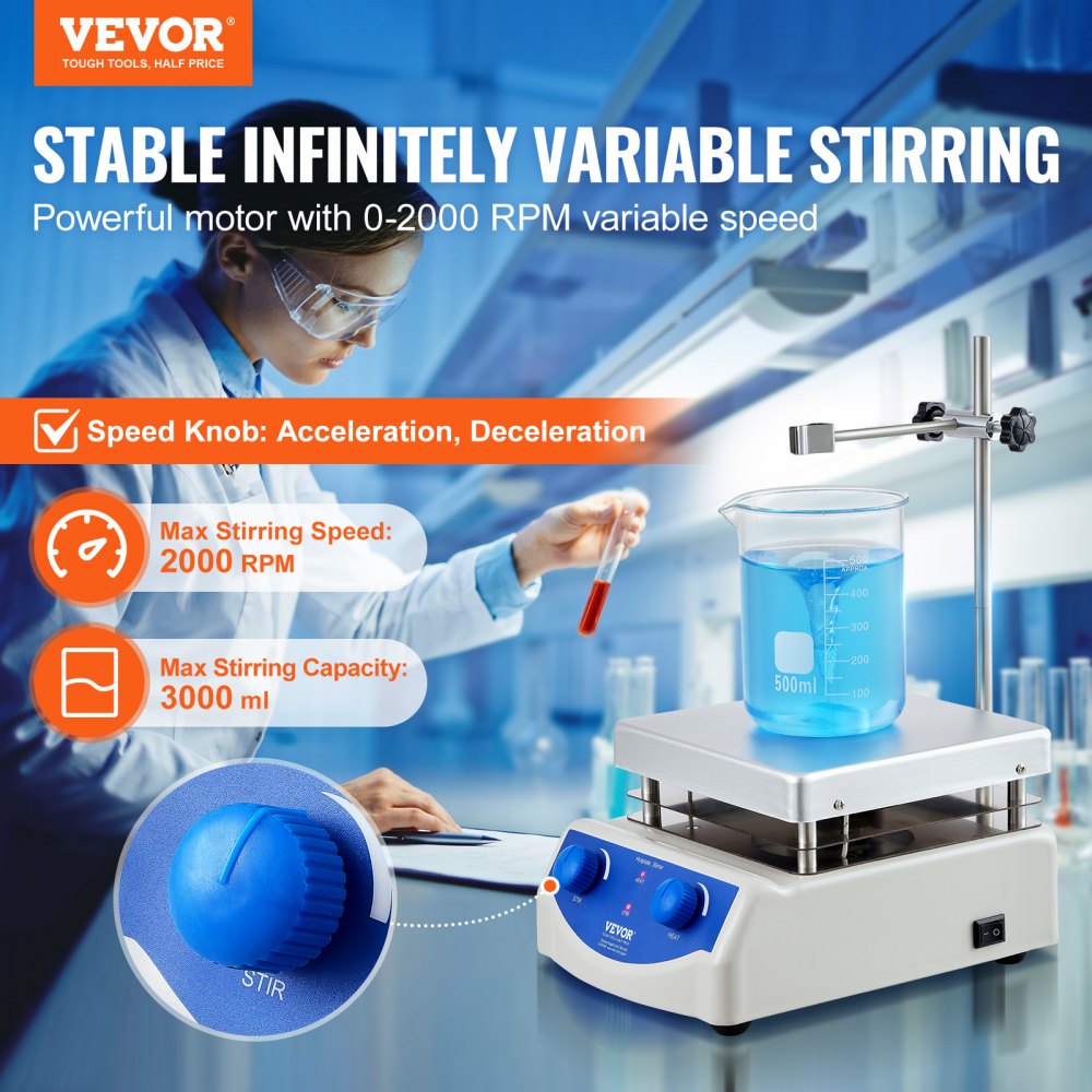 SH-3AB - Compact 3000mL Magnetic Stirrer Hot Plate for Labs ...