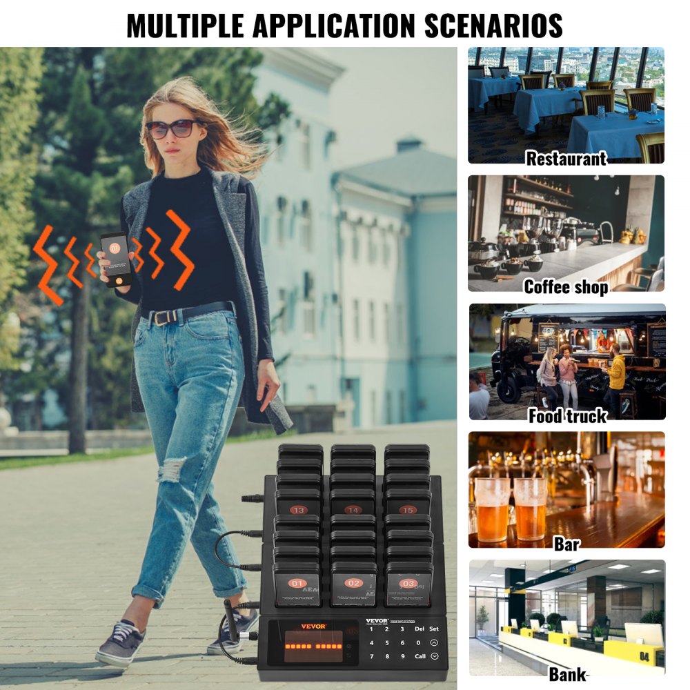 P80 - 400m Wireless Restaurant Pager System for Efficient Service ...