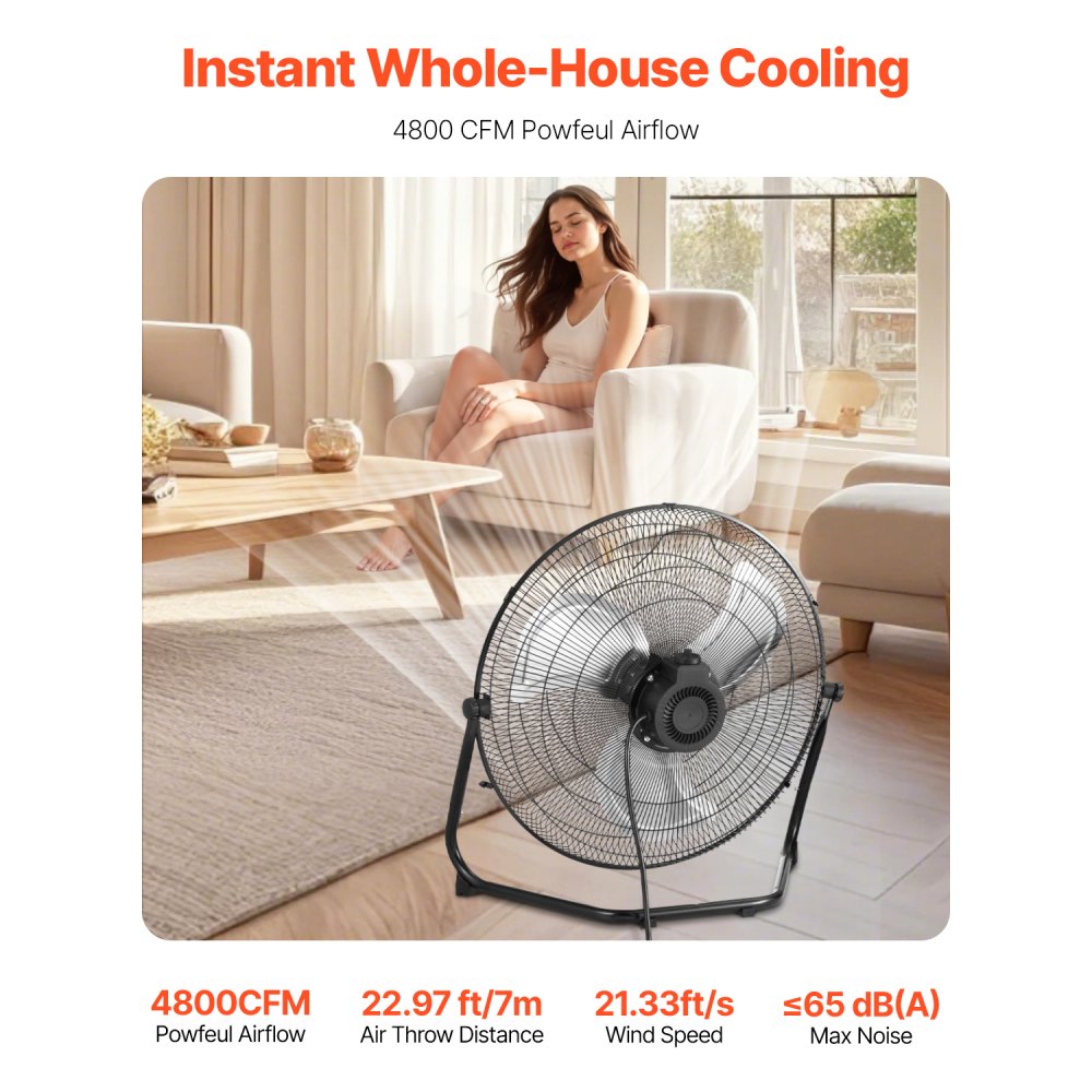 HIFANXFLOOR20 - 20” Industrial Floor Fan with 4800 CFM Airflow ...