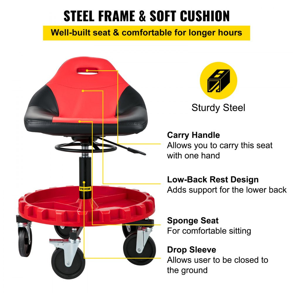 VVCCSJ5L - Ergonomic Rolling Stool with 300 lbs Capacity & Tool Tray ...