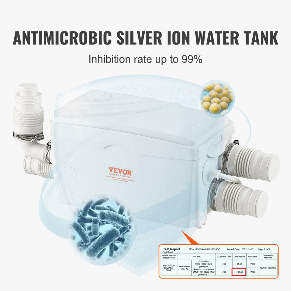 FLO300 - 350W VEVOR Macerator Pump, 23 ft Lift for Wastewater Manageme ...