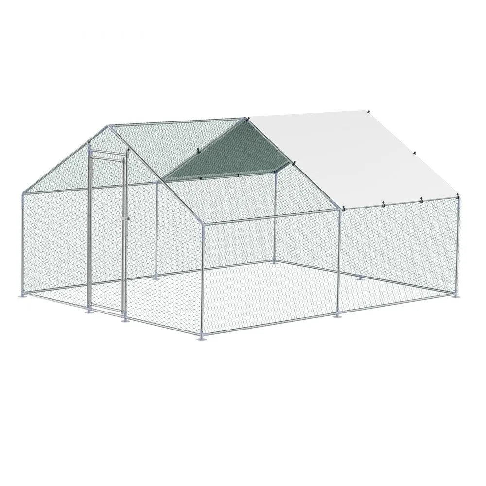 JD342 - Galvanized Steel Chicken Run 9.8x13.1 ft with Secure Lock ...