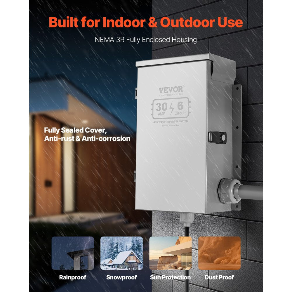 SP-ZH352510(30A-6) - Durable 30A Manual Transfer Switch for 7500W Gene ...