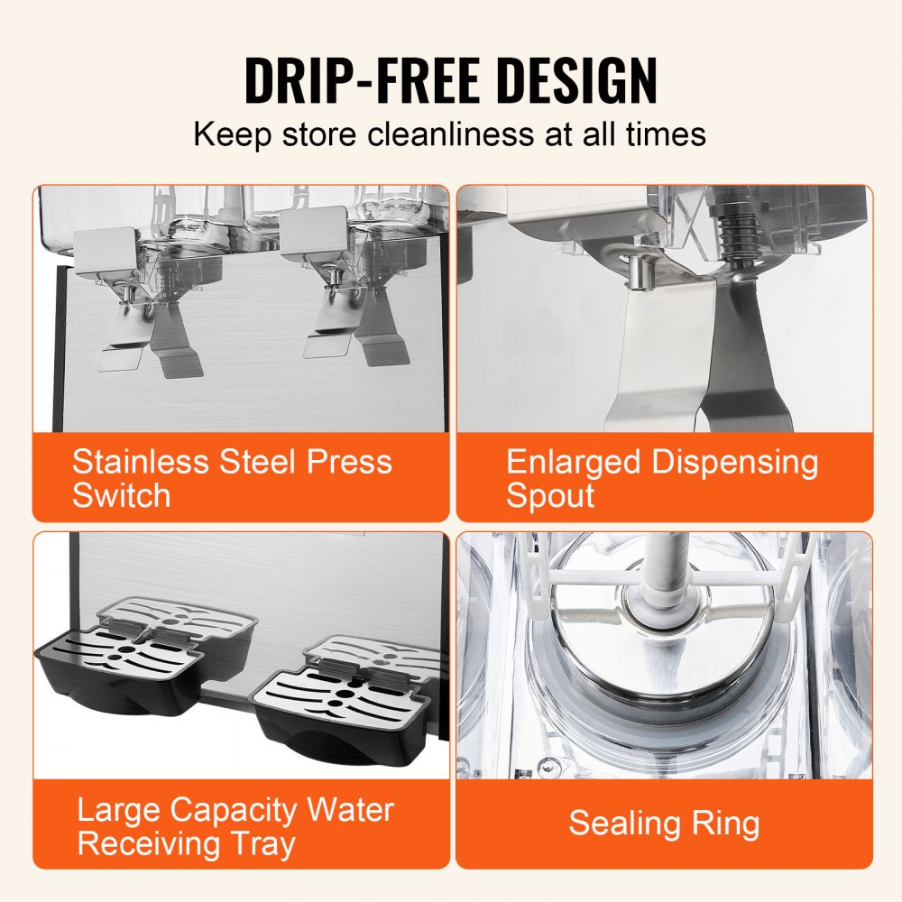 LYJ18LX2 - VEVOR 18L Beverage Dispenser with Dual Tanks & 360° Mixing ...