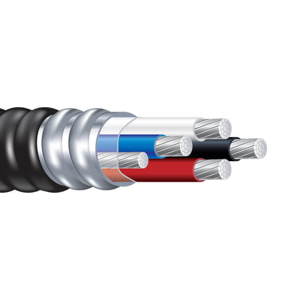 750-4 W/GRND Stranded Aluminum Conductors PVC Jacket Metal Clad