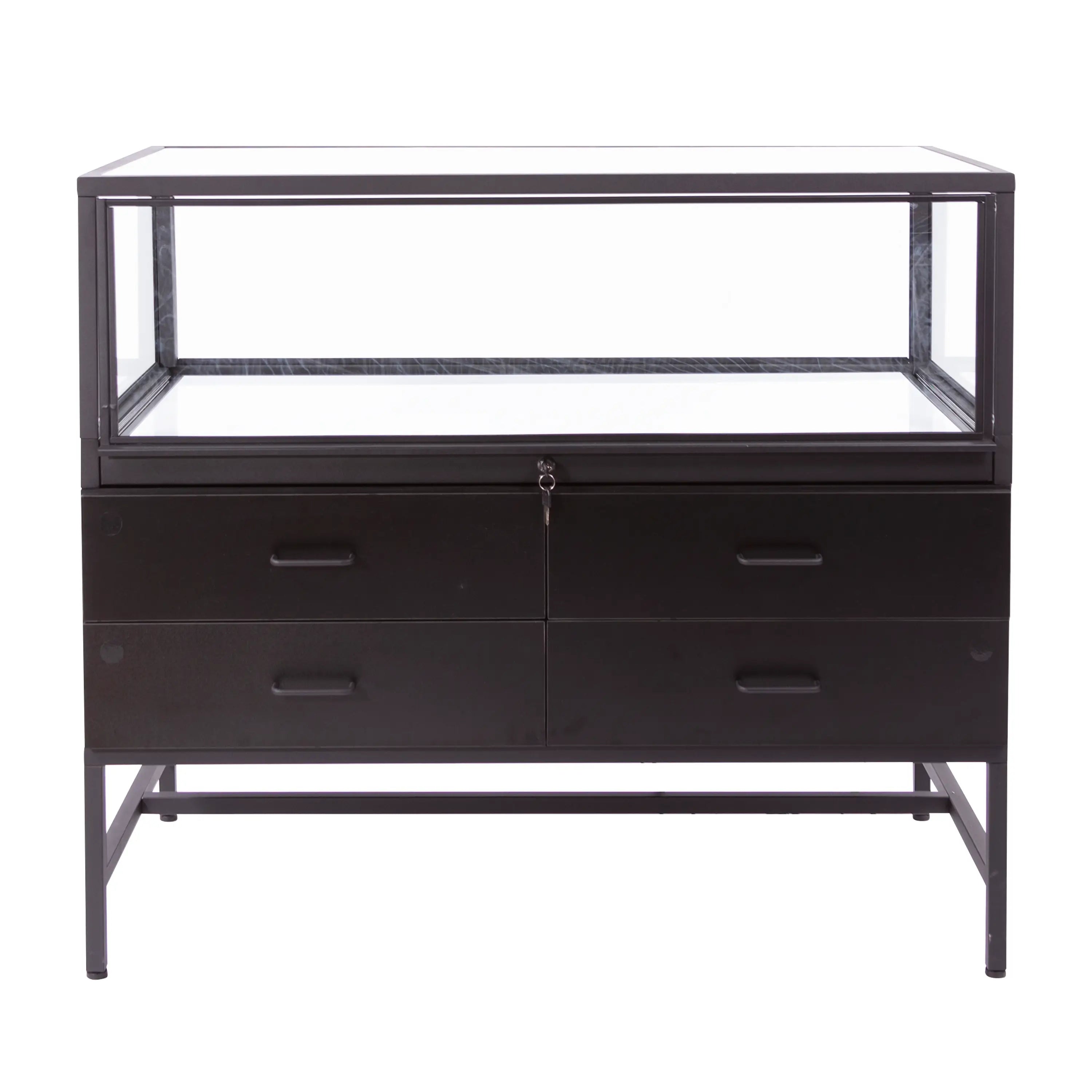 Deluxe Glass Showcase Display Cabinet with Storage Black Econoco DDKIT ...