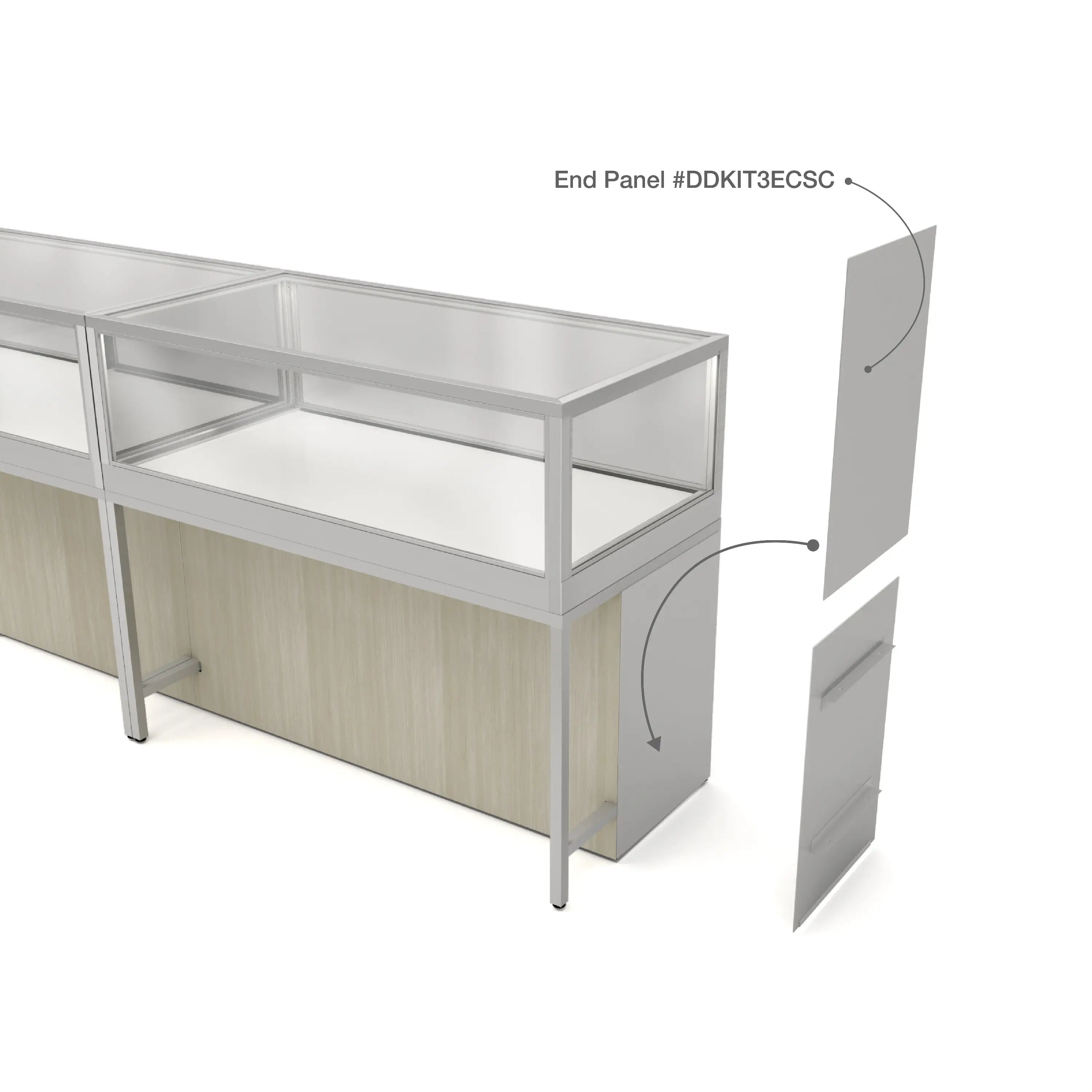 Privacy Panels for Deluxe Glass Showcase Display Cabinet - End Panel S ...
